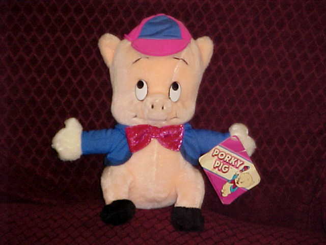 10" Porky Pig Plush Toy With Tags and Outfit Poseable Tail 1987 Warner ...