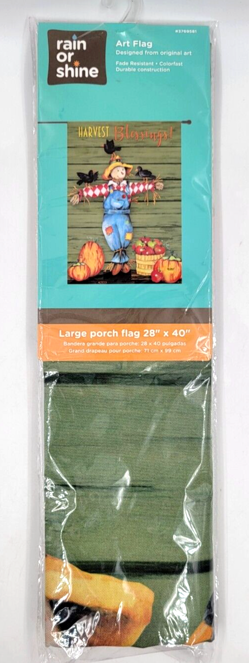 Rain Or Shine Flag Harvest Blessings Scarecrow Fall Porch Flag 28x40