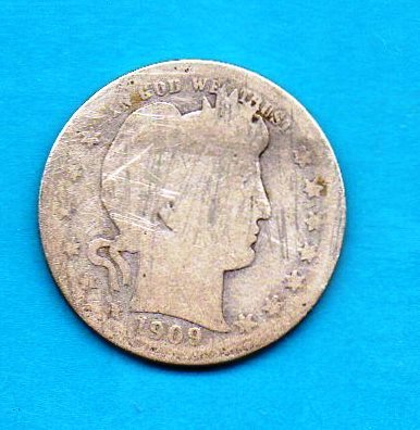 1909 D Liberty Barber Head Half Dollar 50c Silver Coin - Quarters