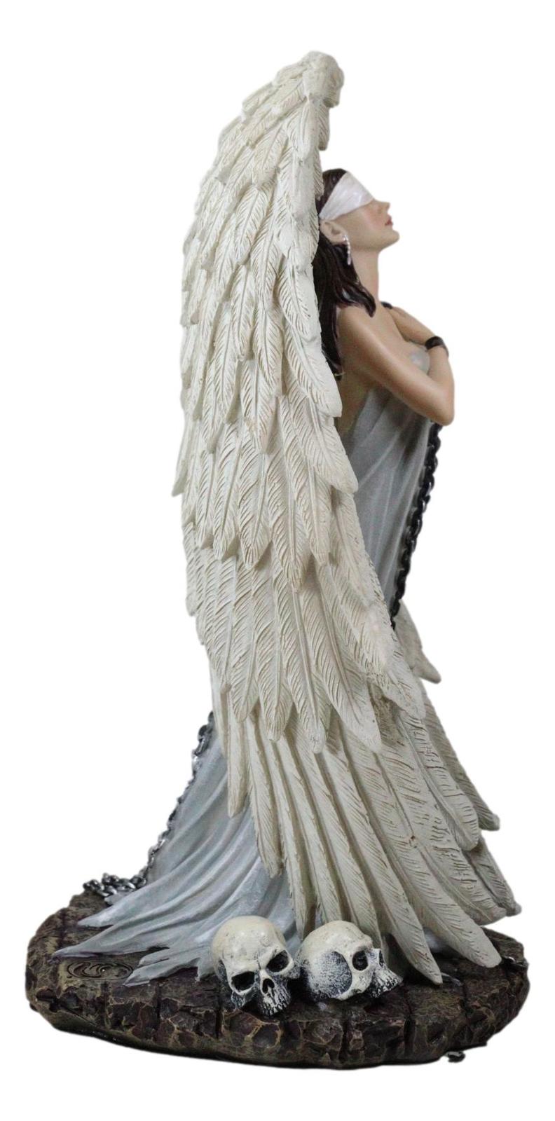 Captive Spirits Blindfolded Standing Angel Tied In Chains By Skulls ...