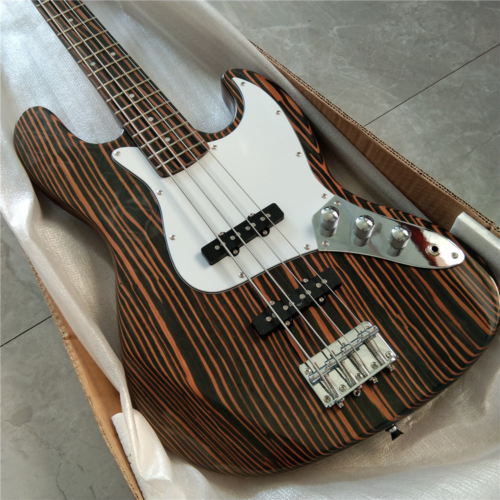 Zebra Wood Body 4 Strings Electric Bass Guitar,Zebra Wood Neck SD472 ...