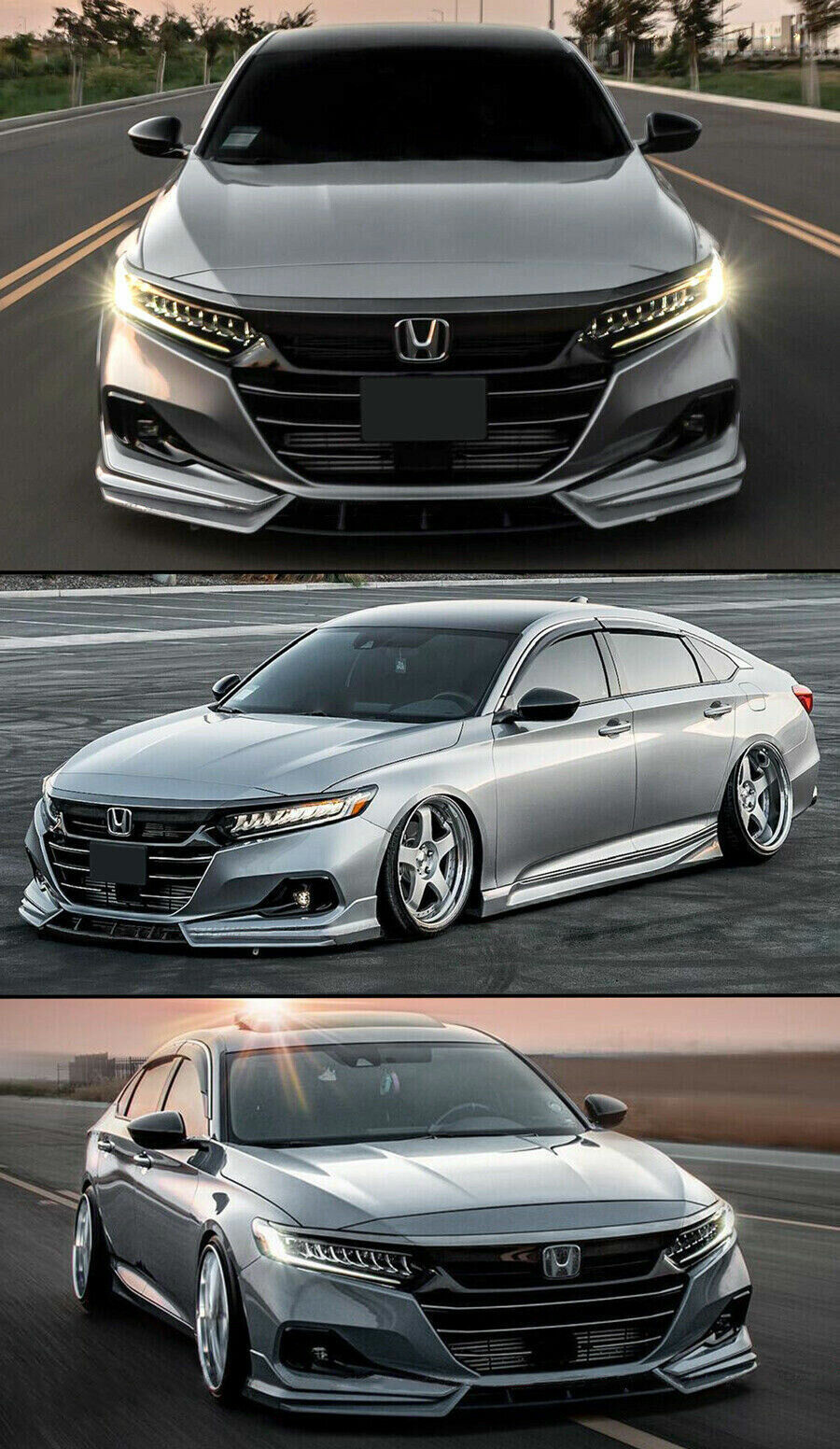 For 21-22 Honda Accord Yofer Lunar Silver Metallic Front Bumper Lip Kit ...