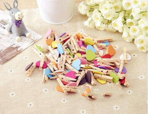 100pcs Wedding Decoration Gift Favor,Mini Heart Wooden Clips,Wooden ...