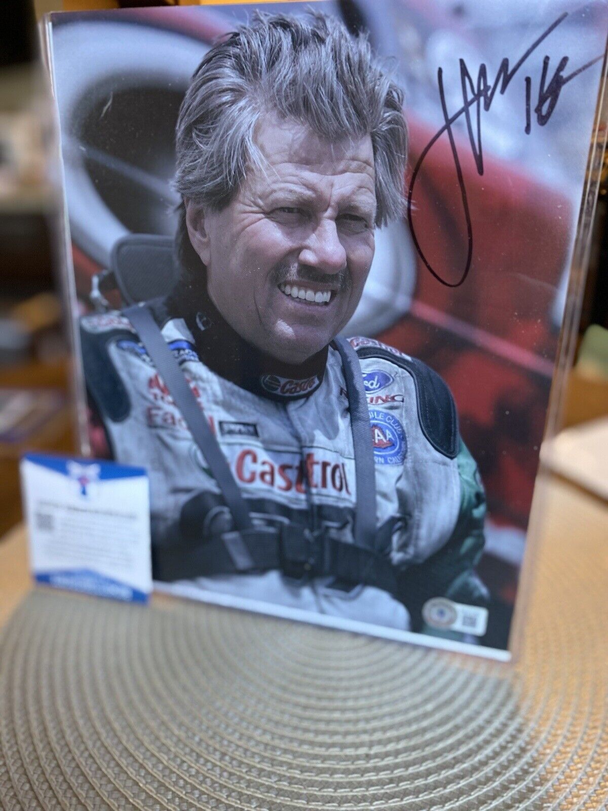 John Force autographed hat and photo...(HAT HAS FORCE AND PRUDOMME BOTH ...