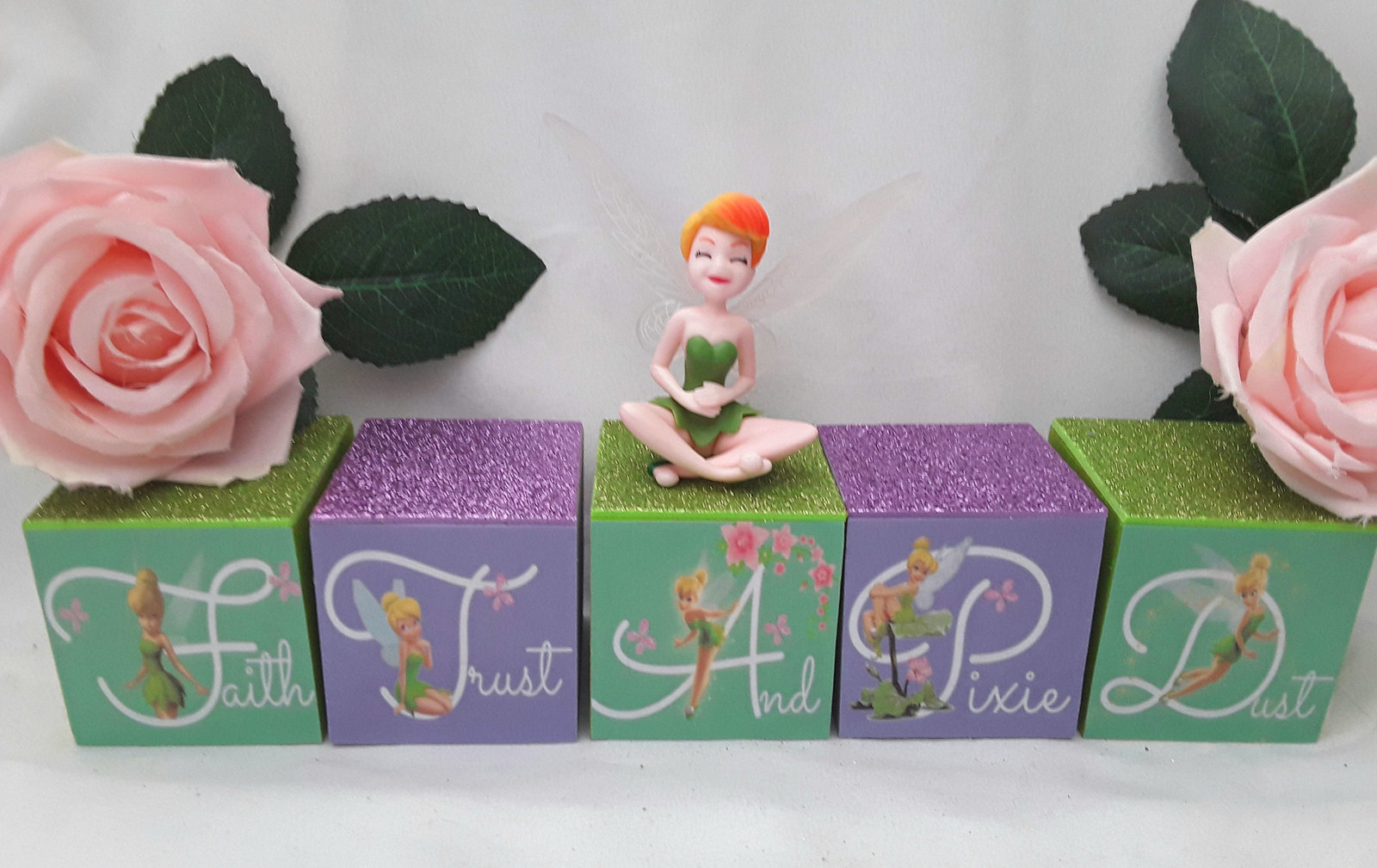 Tinkerbell Wood Blocks, Personalised Blocks,Tinkerbell Room Decor ...