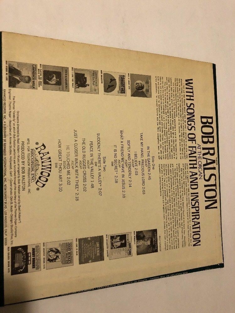 Bob Ralston "With Song of Faith and Inspiration" LP at the Organ ...