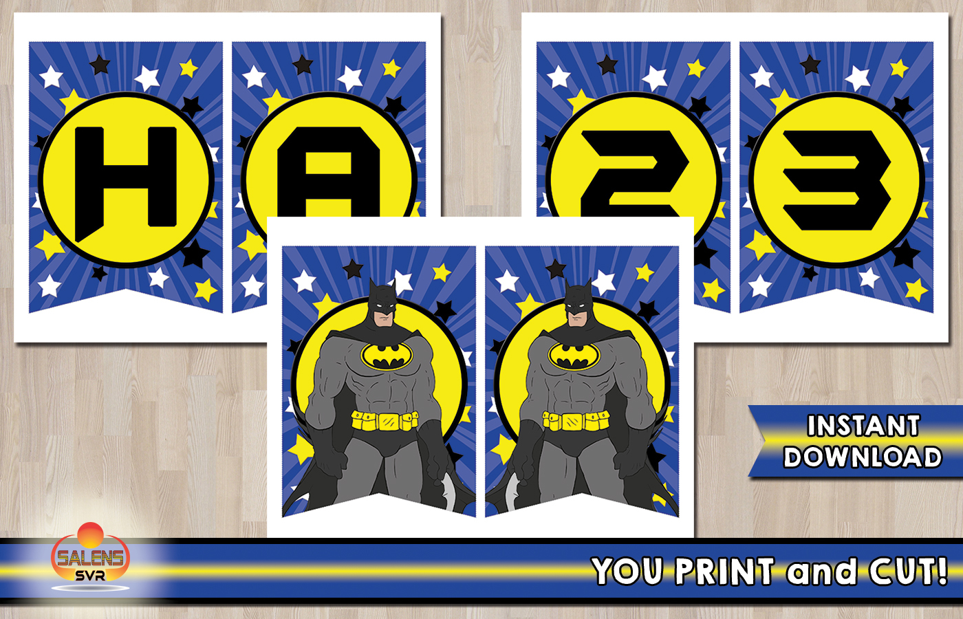 Happy Birthday BATMAN Printable Banner - Instant Download - Digital Goods
