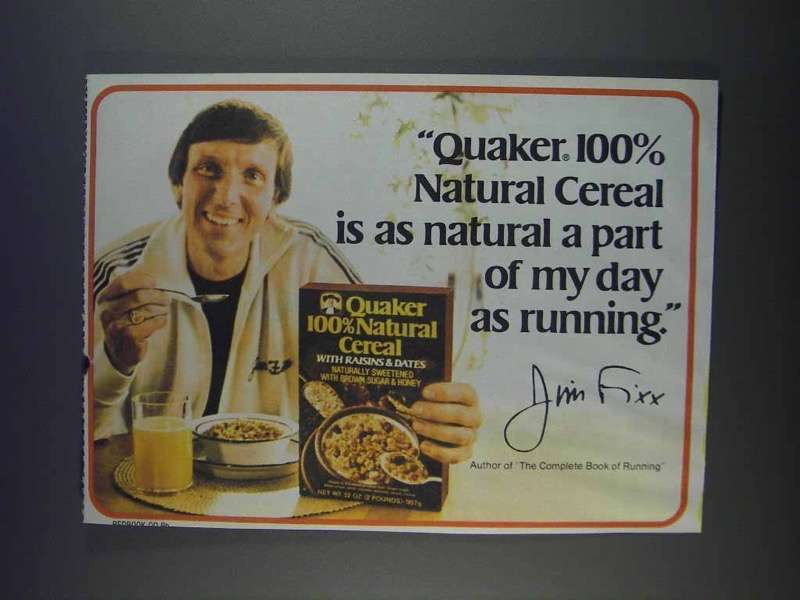 1980 Quaker 100% Natural Cereal Ad - Jim Fixx - 1980-89
