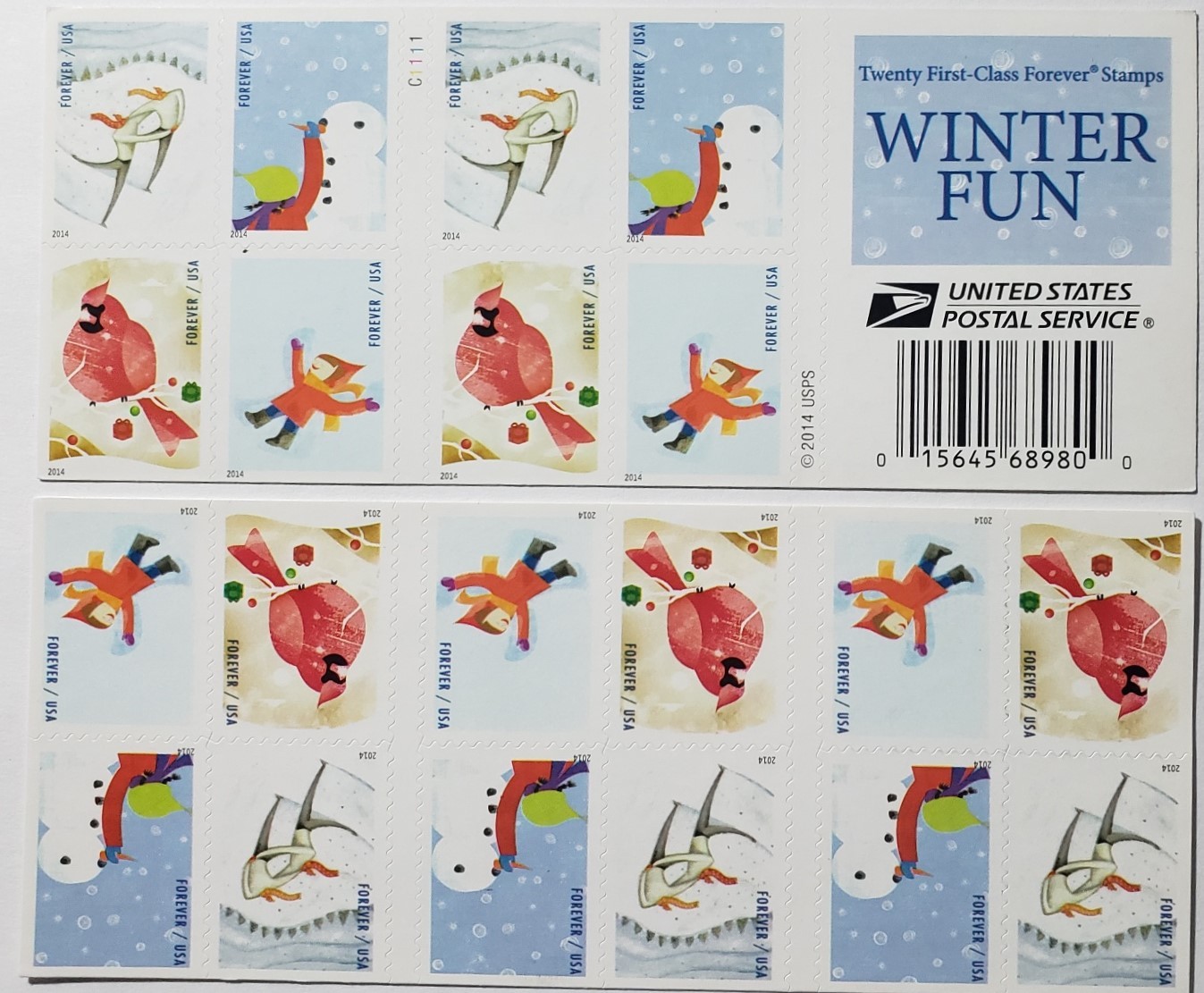 Winter Fun 1st Class (USPS) 2014 FOREVER Stamps 20 - United States
