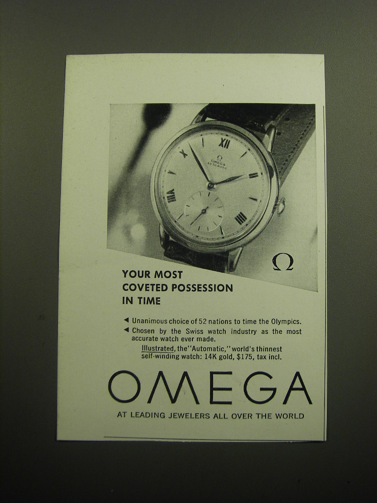 1949 Omega Automatic Watch Ad - Your most coveted possession in time ...