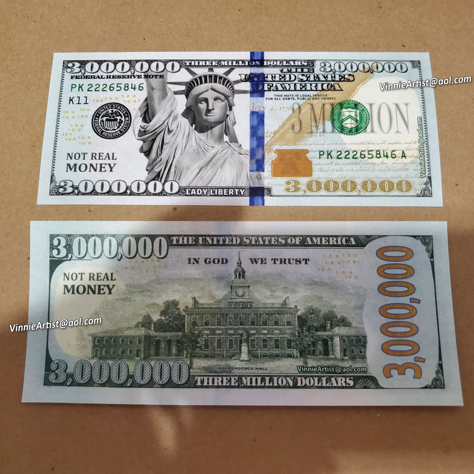 Three Million Dollar Bill - Become a Millionaire Now! LOL! Fake Money ...