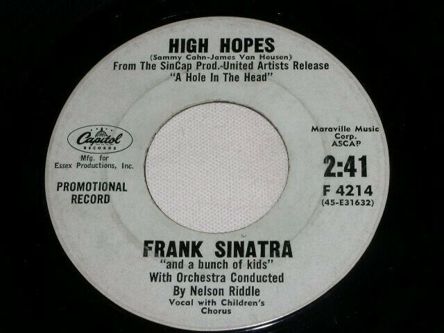 FRANK SINATRA HIGH HOPES ALL MY TOMORROWS 45 RPM RECORD CAPITOL LABEL ...