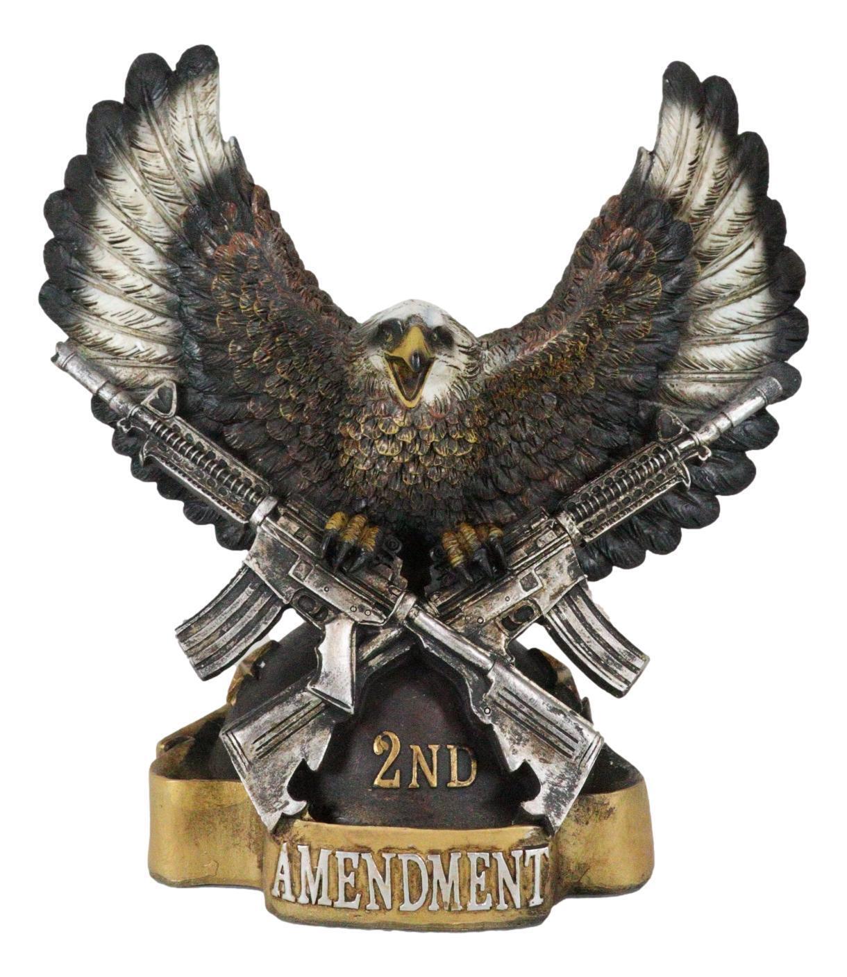 American Patriotic Bald Eagle Clutching Rifles With Second Amendment
