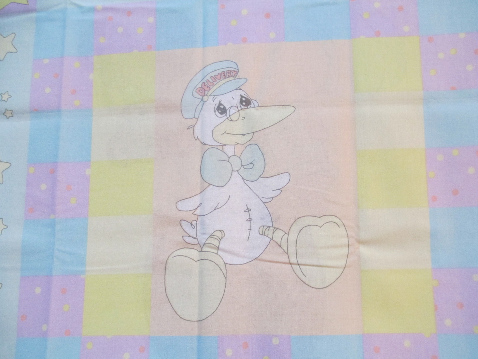 Precious Moments Panel Boy Girl Stork Blocks in Pastels to Quilt Sew ...