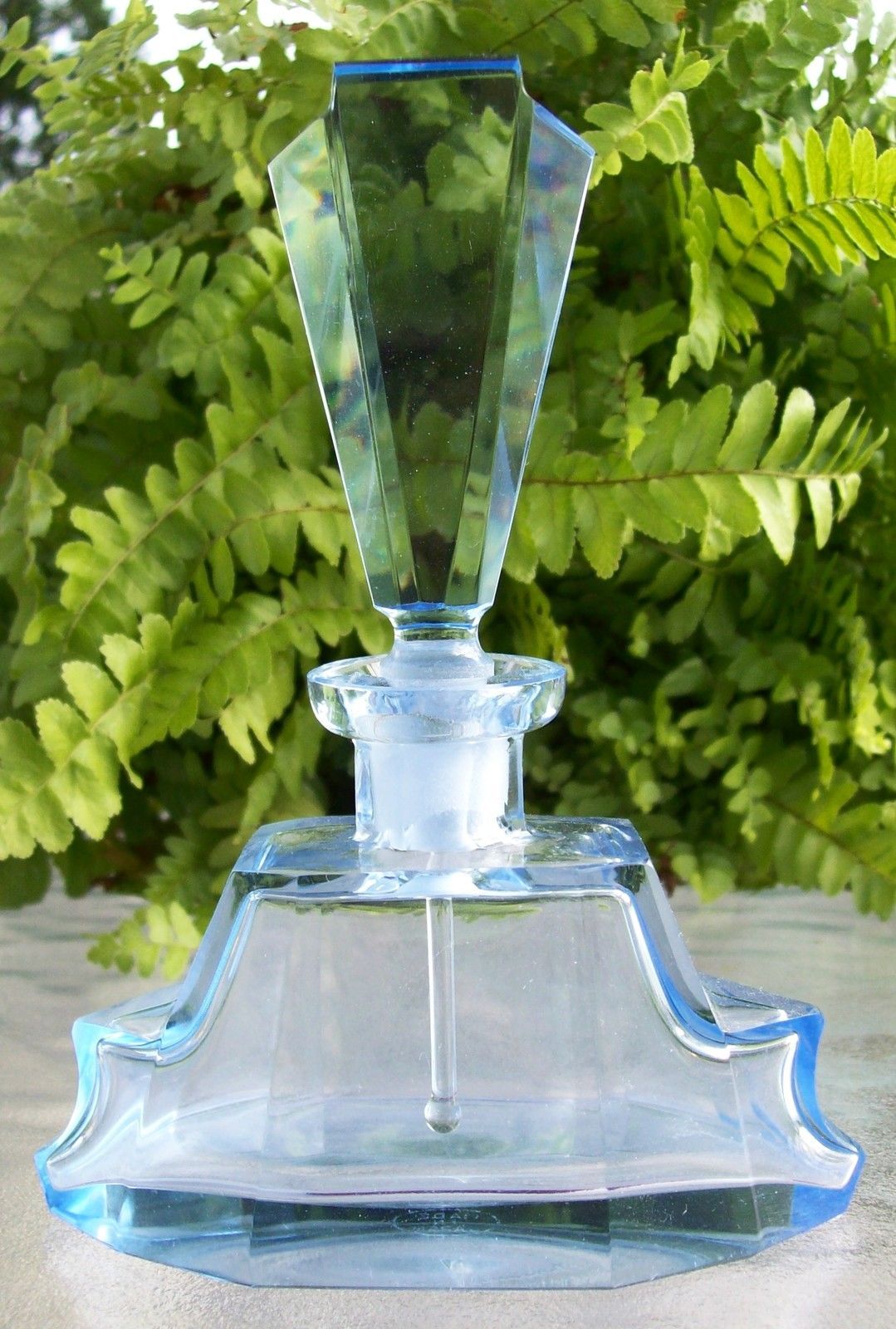 Vintage Light Blue Perfume Bottle~DAUBER Intact~Acid Etched Signature ...