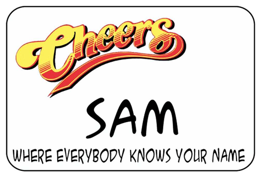 CHEERS BAR SAM cast Name Badge with pin Fastener Halloween Costume ...