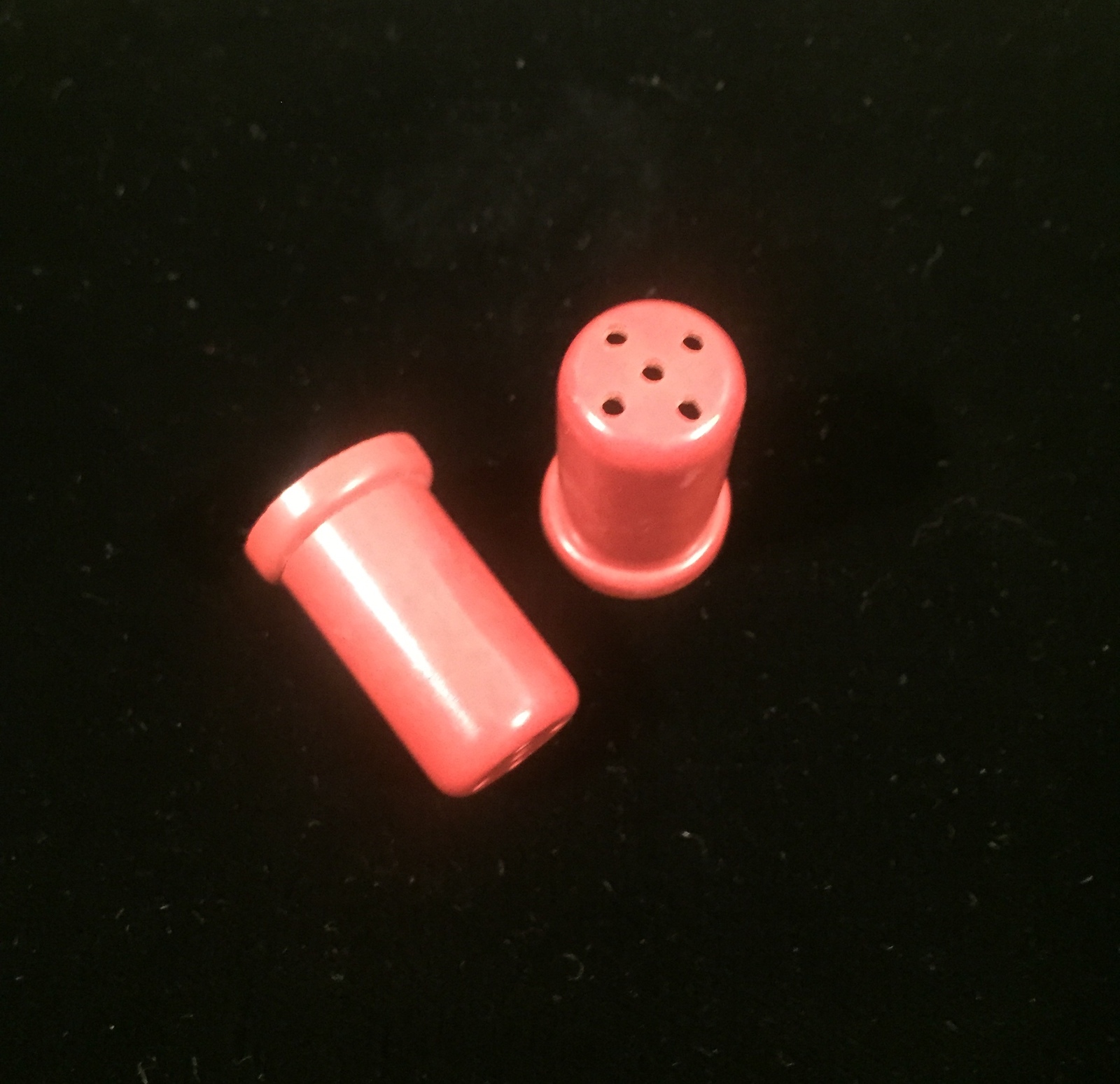 50s brown/rust Salt and Pepper shakers from airline meal service set - TWA