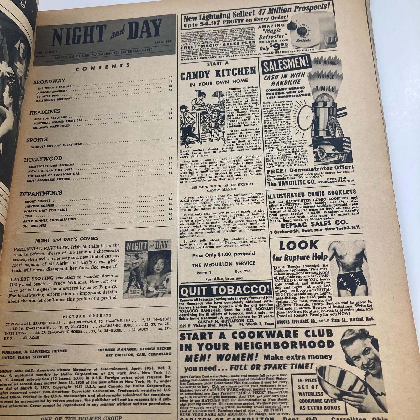 VTG Night and Day Magazine April 1951 Irish McCalla & Trudy Williams No ...