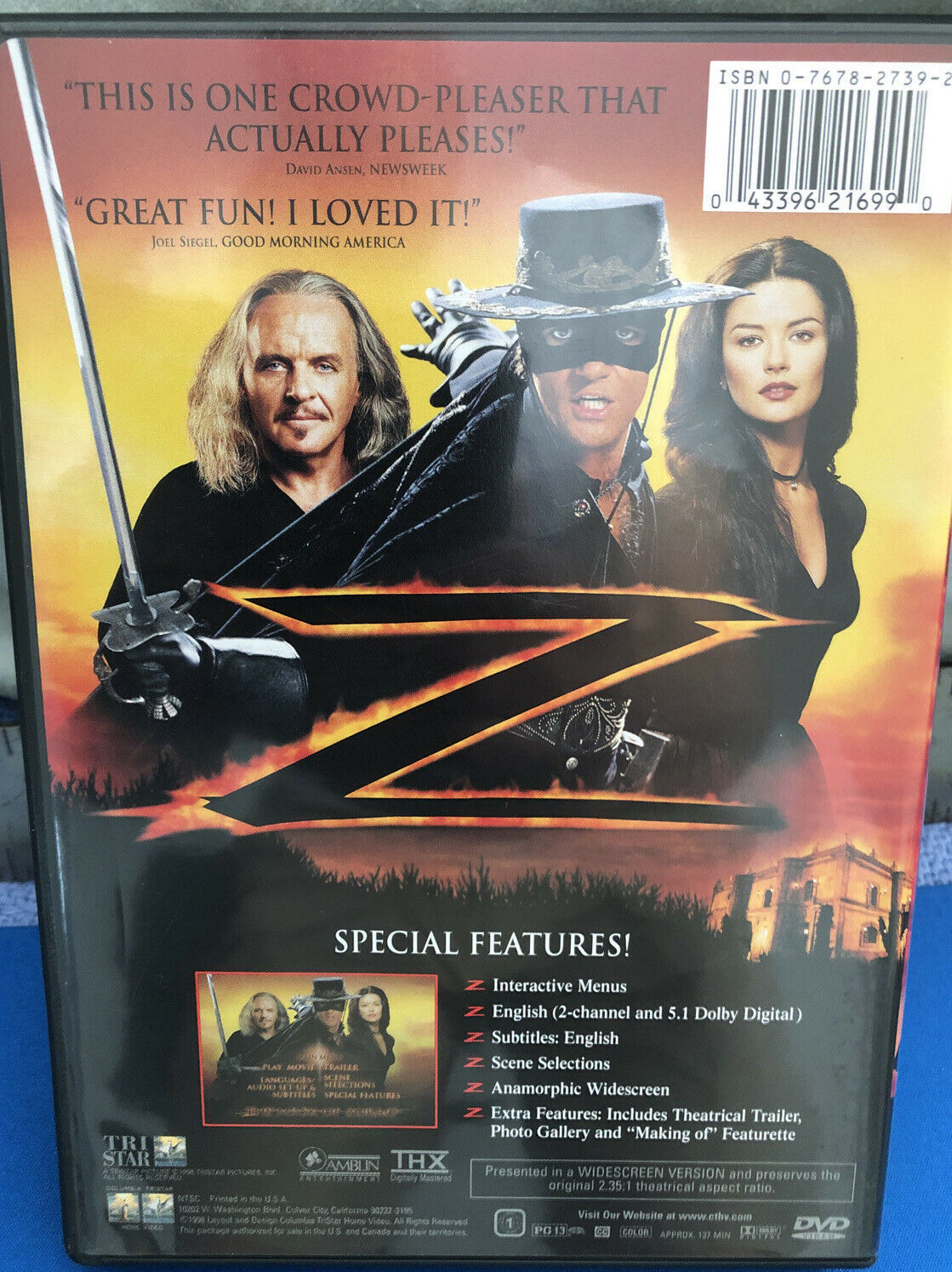 The Mask of Zorro (DVD, 1998, Closed Caption) - DVDs & Blu-ray Discs
