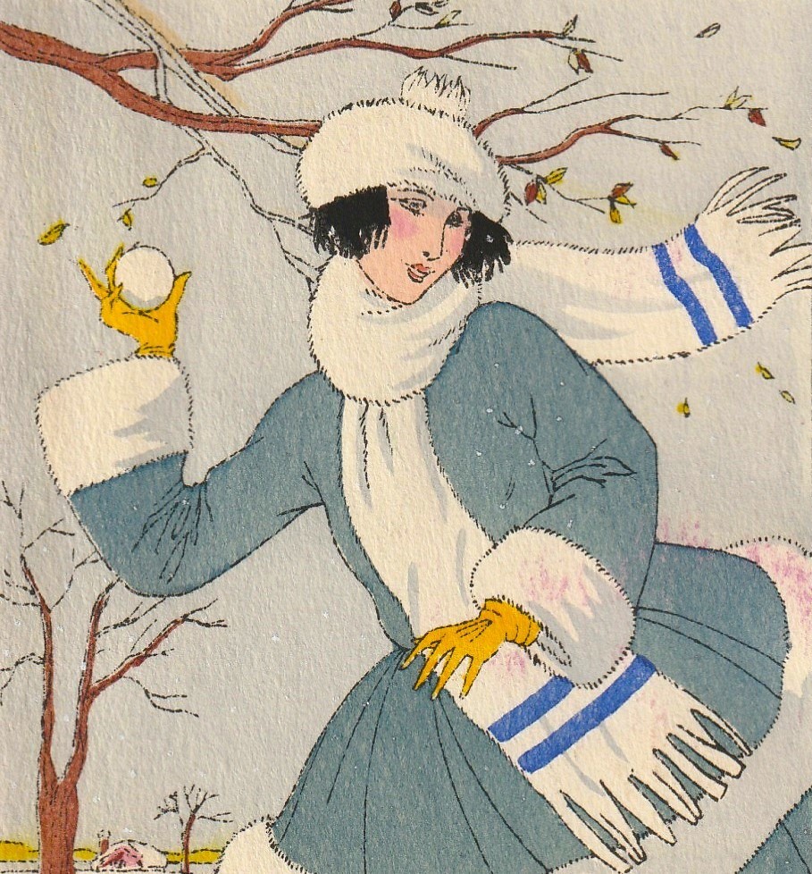 Pretty Woman Throwing a Snowball Vintage Glamour, Christmas, New Year ...