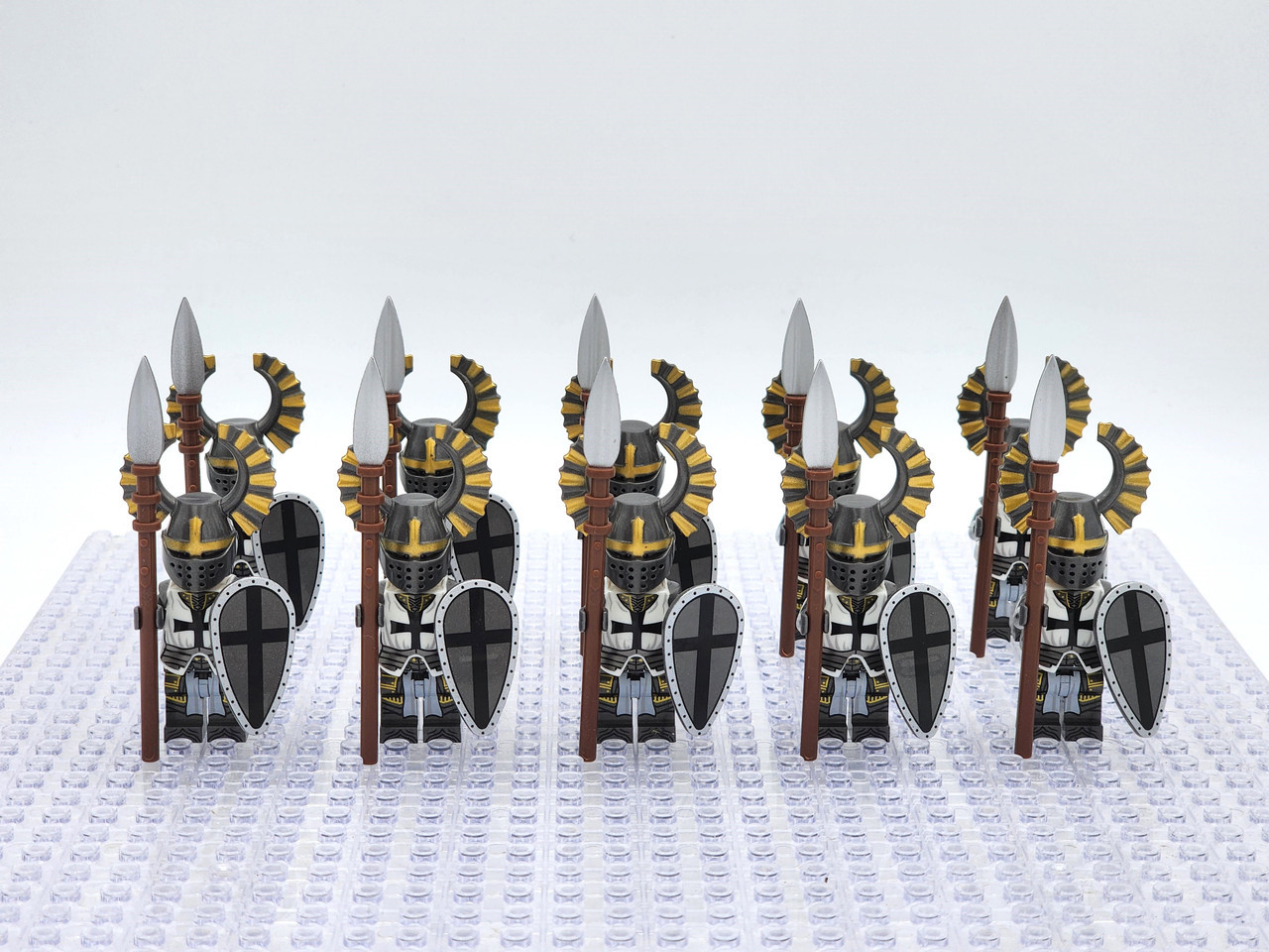 10pcs Crusades Teutonic Knights Heavy Armor Minifigures Accessories - Building Toy Complete Sets ...