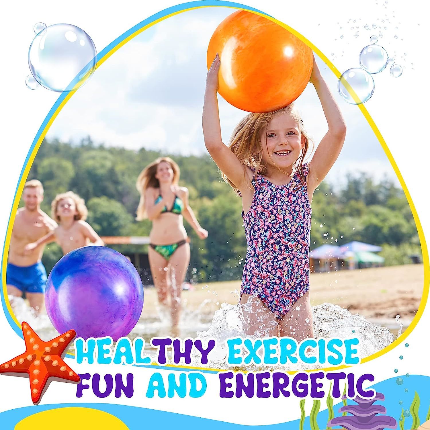 10 Pcs 15" Marbleized Bouncy Balls Pvc Inflatable Ball Colorful Play ...