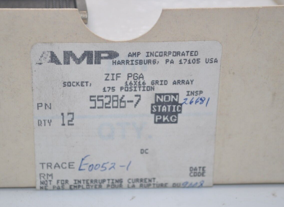NEW AMP 1PC 52286-7 ZIF PGA IC SOCKET w/ Handle lever 16x16 Grid - 175 Position - IC Sockets