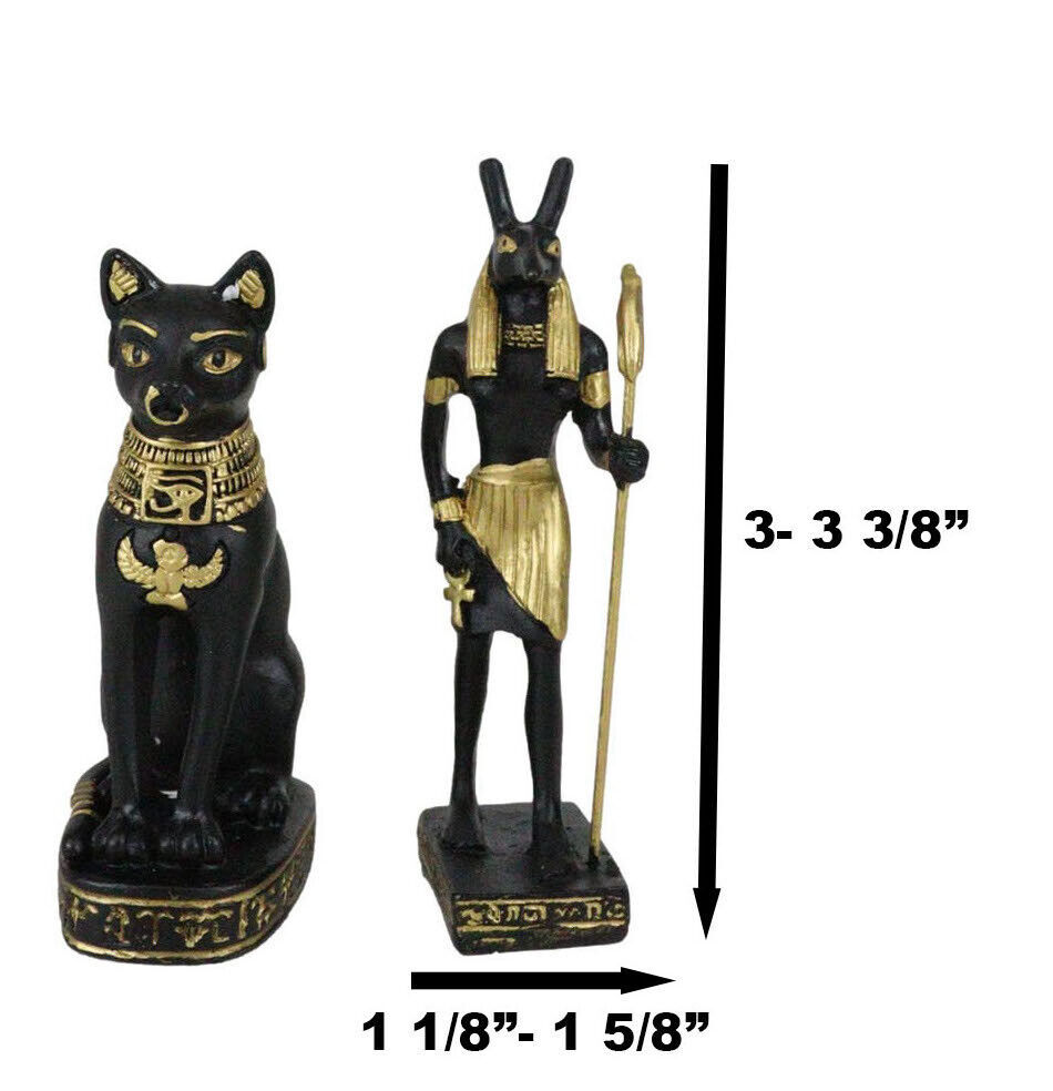 Egyptian Gods Anubis Osiris Seth Horus Bastet Thoth Miniature Statues ...