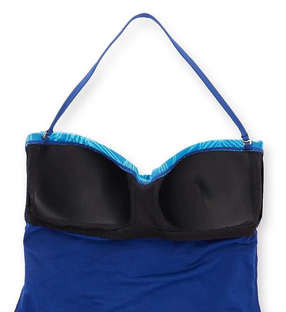 Lauren Ralph Lauren Blue Ombre Palm Flyaway Strapless One Piece