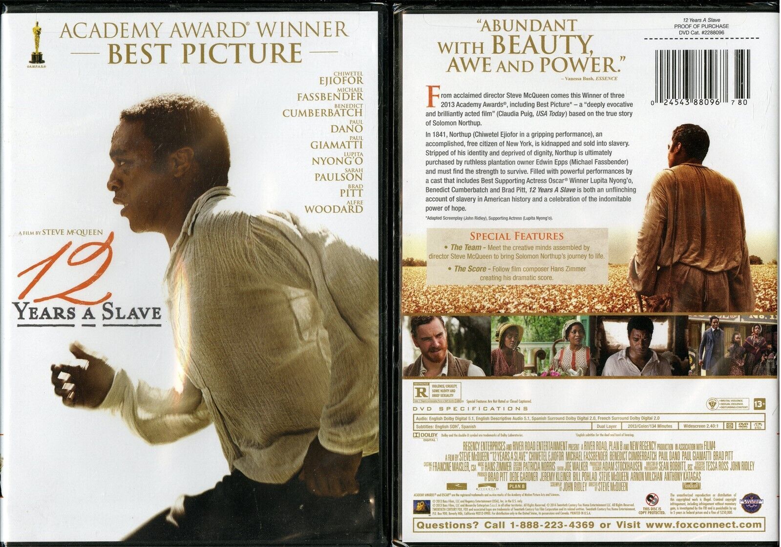 12 YEARS A SLAVE DVD CHIWETEL EJIOFOR PAUL GIAMATTI 20TH CENTURY FOX ...