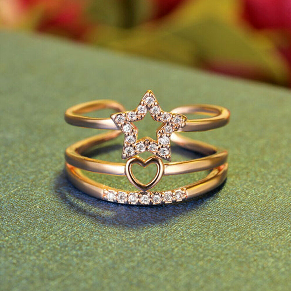[Jewelry] Best Friend Small Heart and Star Open Ring for Friendship ...