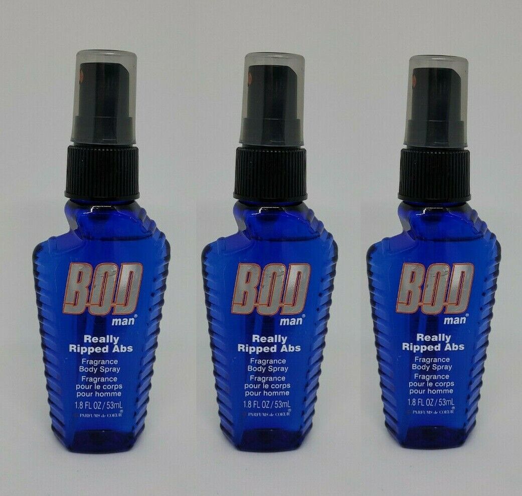 3 Bottles of BOD Really Ripped Abs by Parfums De Coeur Body Spray 1.8 ...