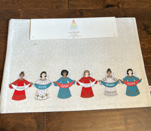 Isaac Mizrahi Christmas Placemats set of 4 Hope Joy Peace Love Angels - Placemats