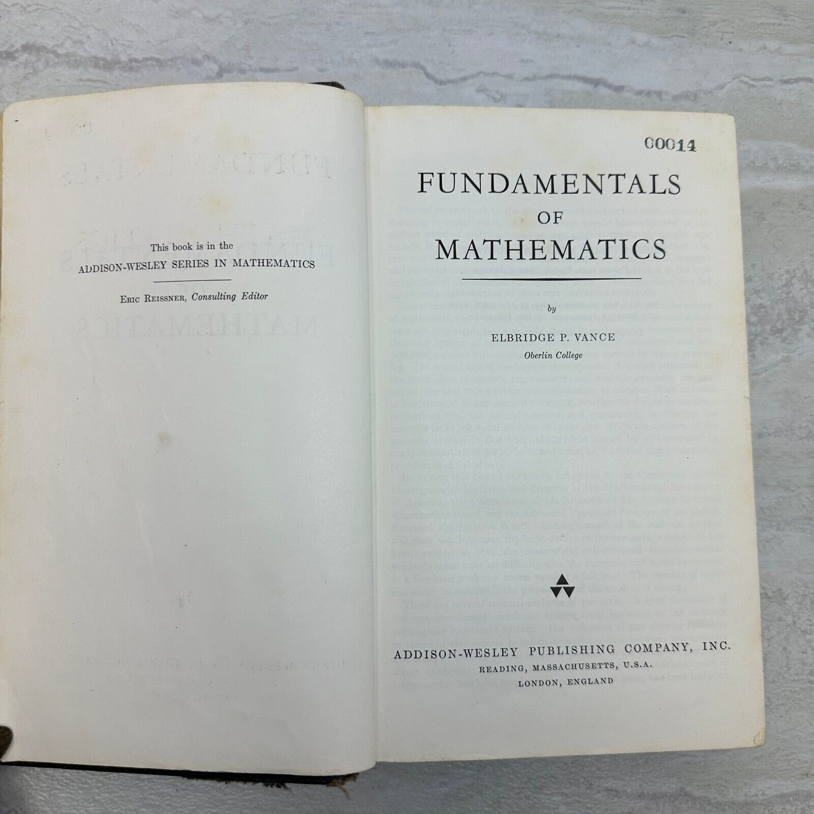 Fundamentals of Mathematics by Elbridge P Vance 1960 HC - Books