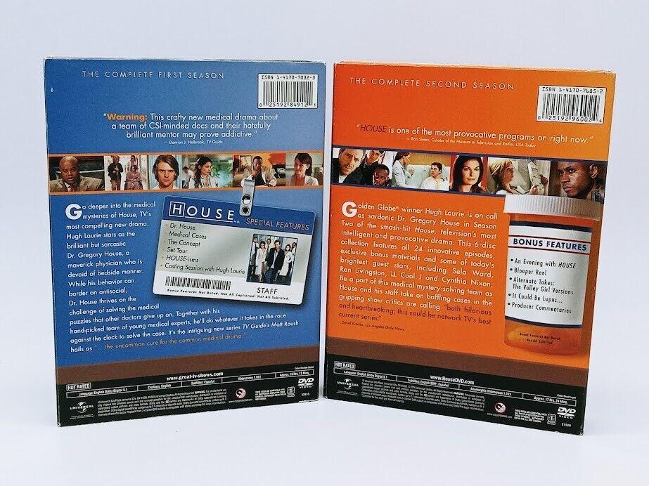 House MD DVD TV Series Complete Seasons 1 & 2 Medical Drama Hugh Laurie ...