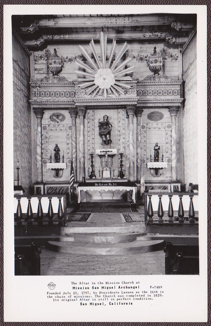 San Miguel, CA RPPC Altar of Mission San Miguel Archangel Real Photo ...