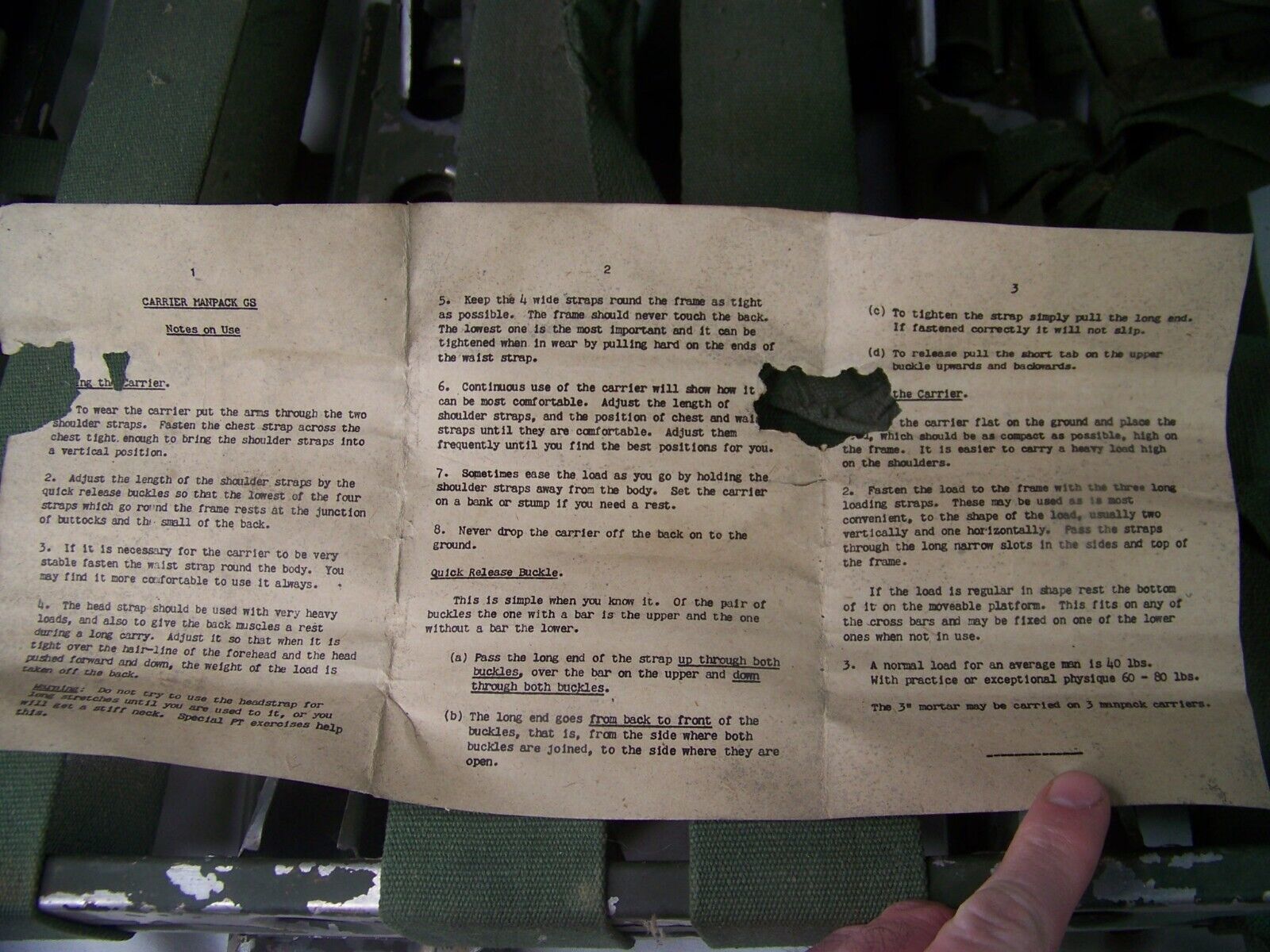 US Army Carrier Manpack GS Military Back Pack Frame AF0034 - Army