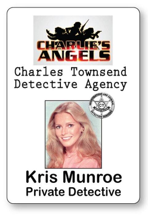 Kris Munroe CHARLIE'S ANGELS magnet Fastener Name Badge Tag Halloween ...