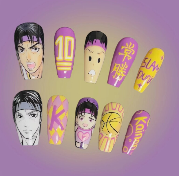 SLAM DUNK nails,Kiyota Nobunaga nails,Hand-painted nail,Animation nails ...