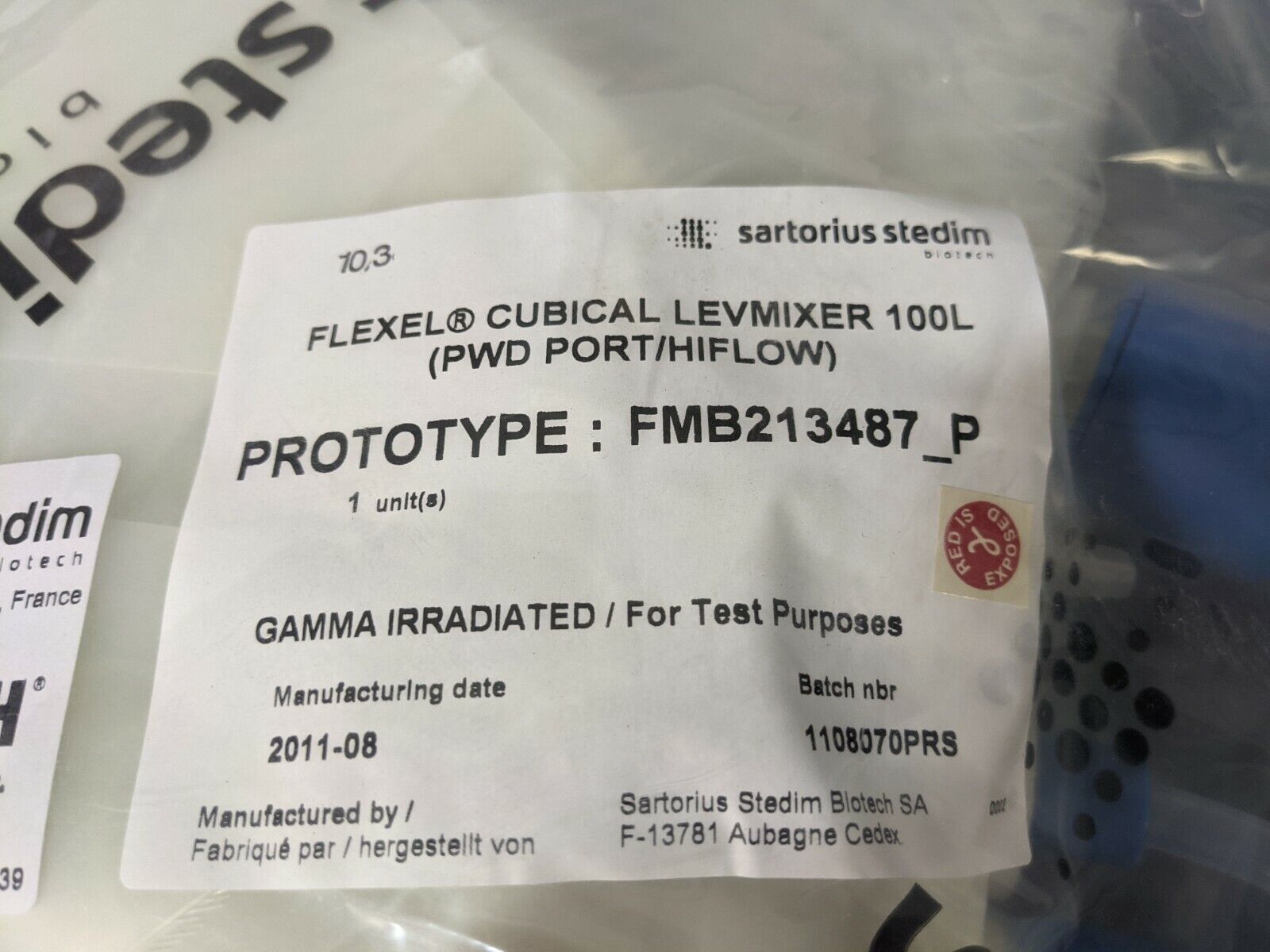Sartorius Stedim Flexel Cubical Levmixer 100L Bag PWD PORT/HIFLOW FMB213487_P - Other Medical ...