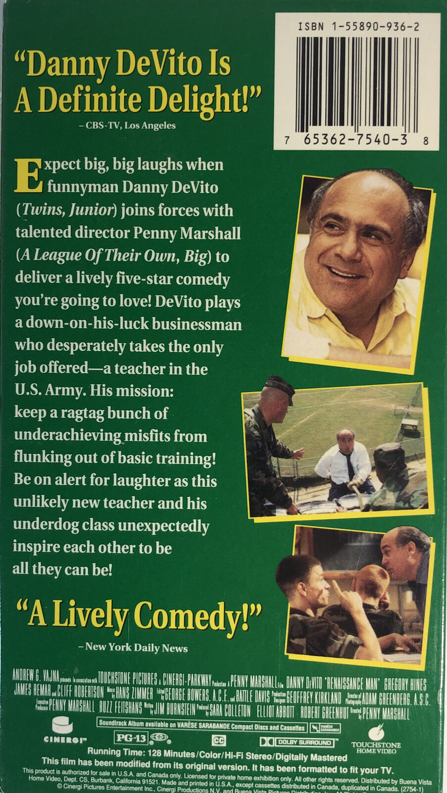 Renaissance Man VHS Danny Devito-TESTED-RARE VINTAGE-SHIPS N 24 HOURS ...