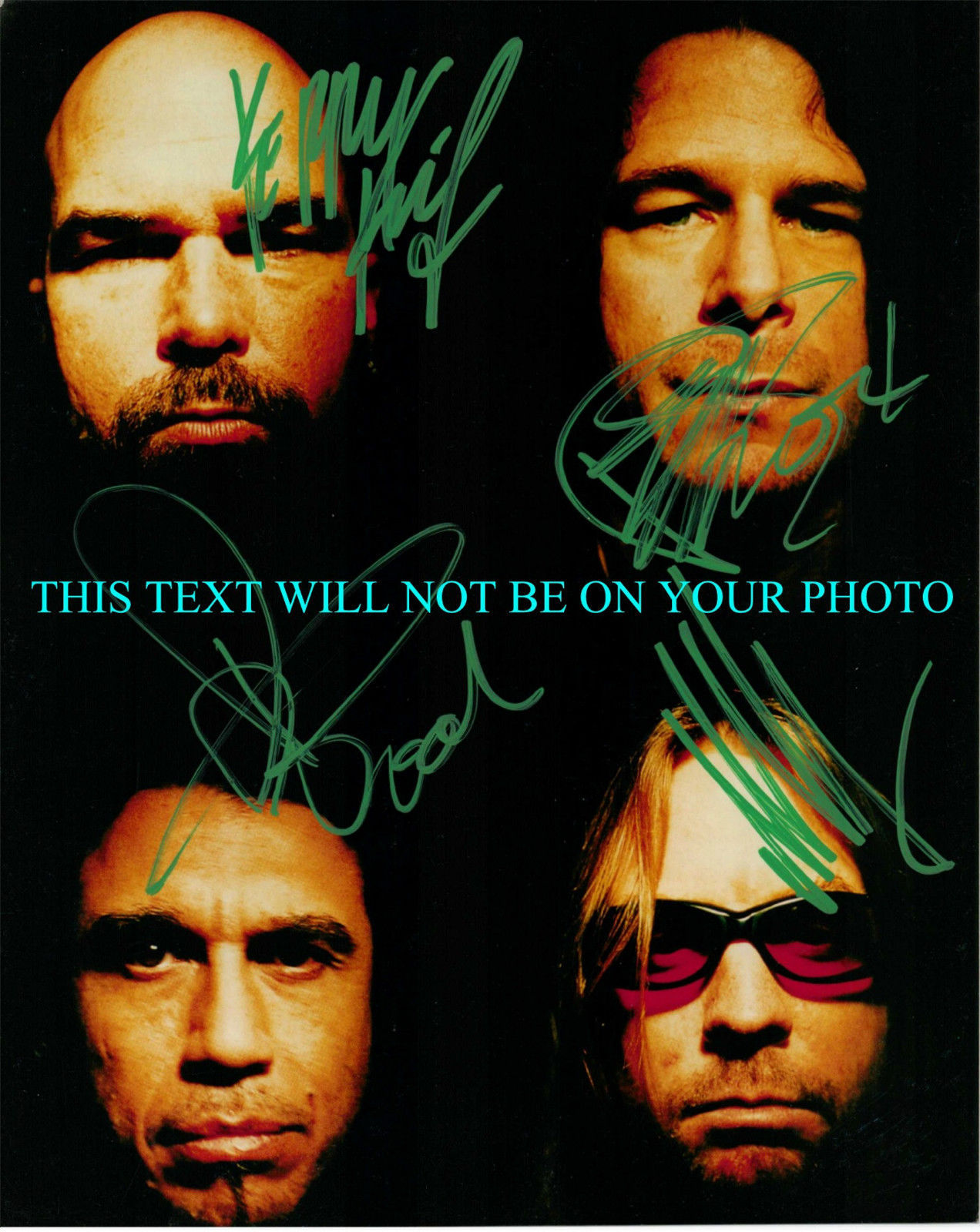 SLAYER BAND GROUP AUTOGRAPHED 8x10 RP PHOTO KERRY KING JEFF HANNEMAN ...