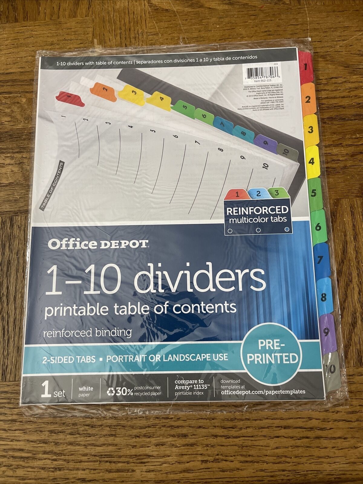 Office Depot 1-10 Dividers W/ Printable Table Of Contents - Files ...