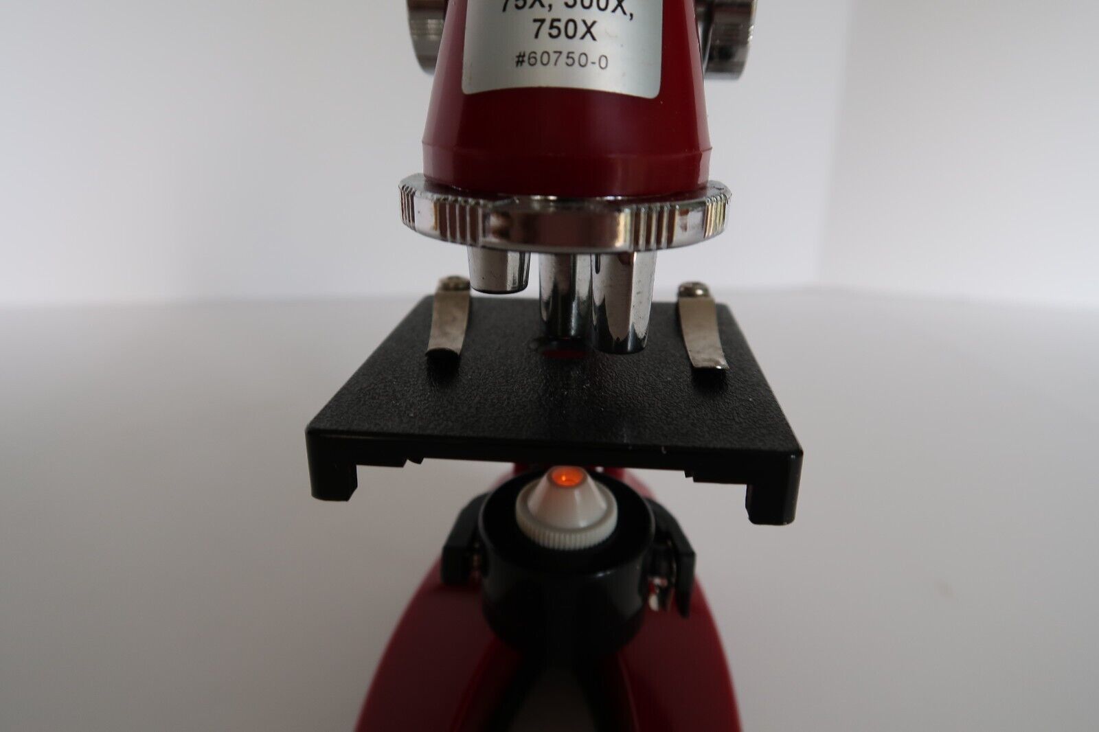 Vtg Tasco Microscope Model 60750-0 Red Plastic Lighted Tested Battery ...