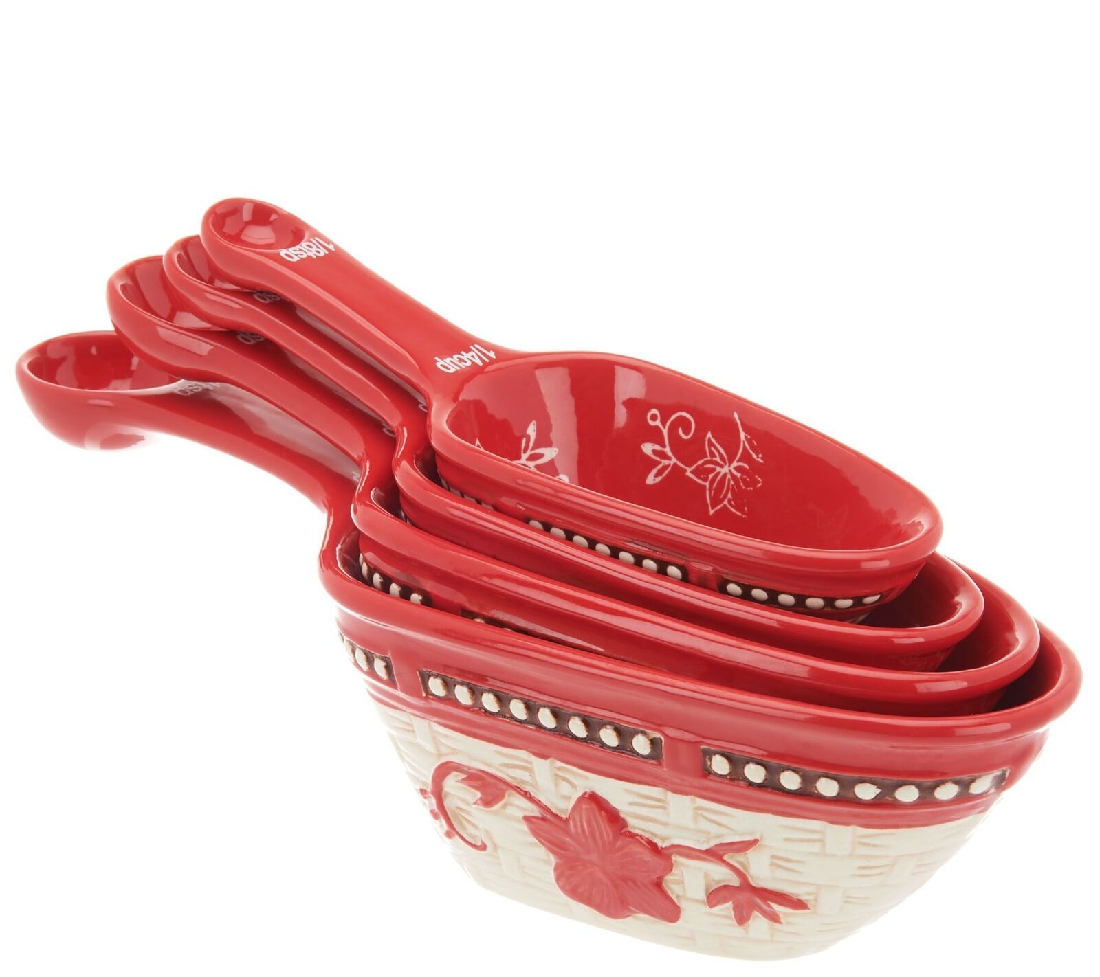 Temp-tations Floral Lace 4pc Basketweave Scoop and Measure Set in Red ...
