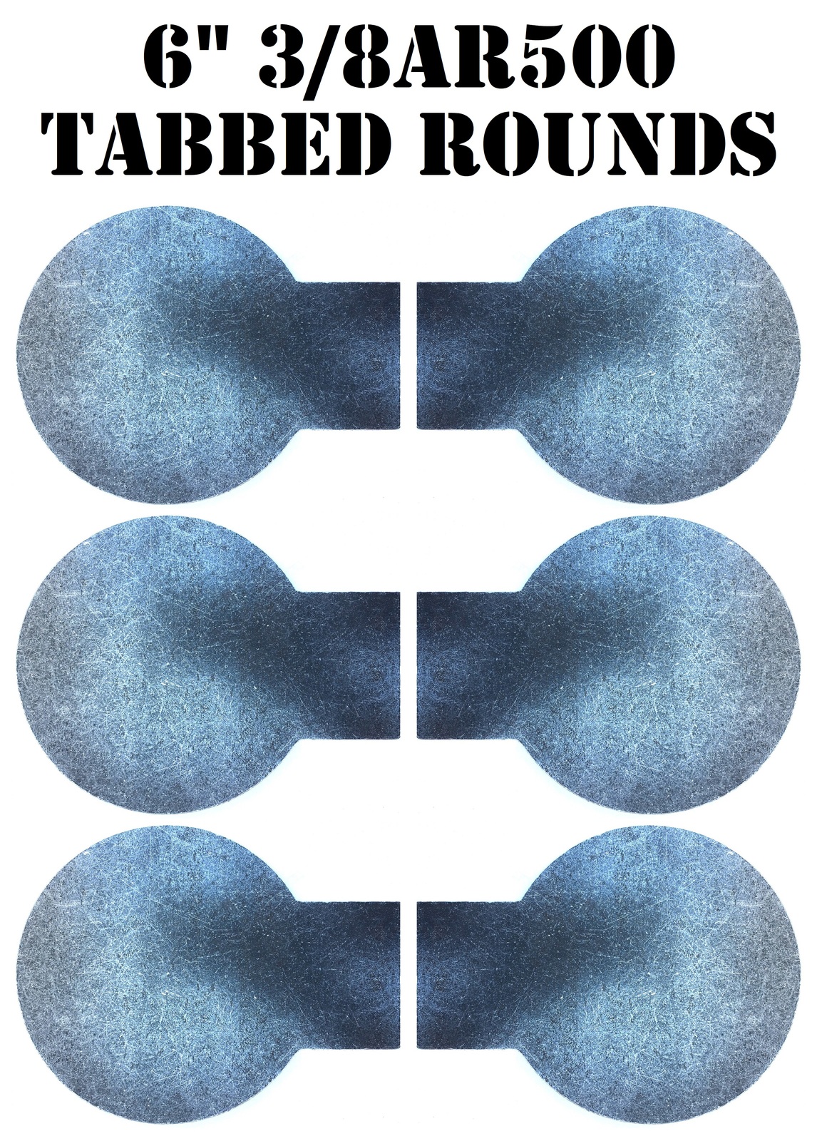 6"x3/8" AR500 Steel Targets - Tabbed Rounds for Plate Racks Dueling ...