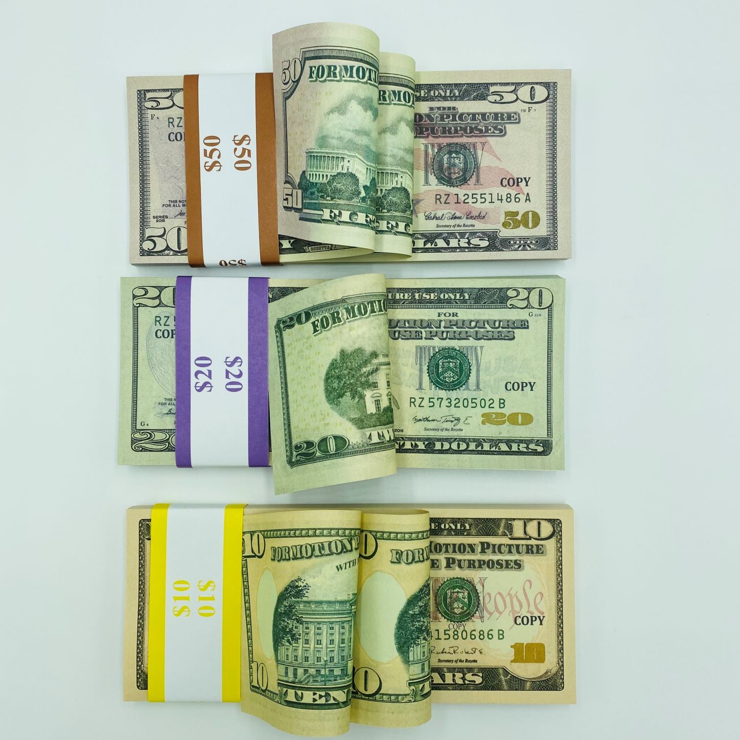 Realistic Prop Money 50 Pcs Mix $50 $20 $10 Double Sided Full Print ...