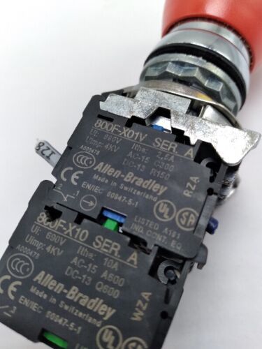 Allen-Bradley 800F-X01V Contact Block with Emergency Stop Pushbutton - Everything Else