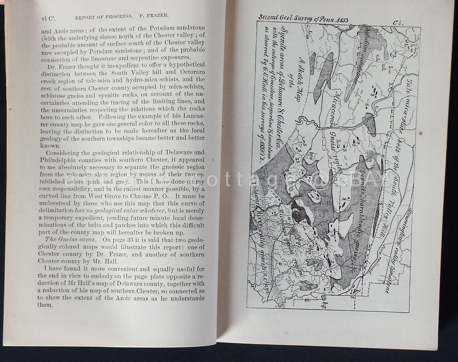 1883 antique GEOLOGY CHESTER CO PA BOOK w MAP 2nd geological survey ...