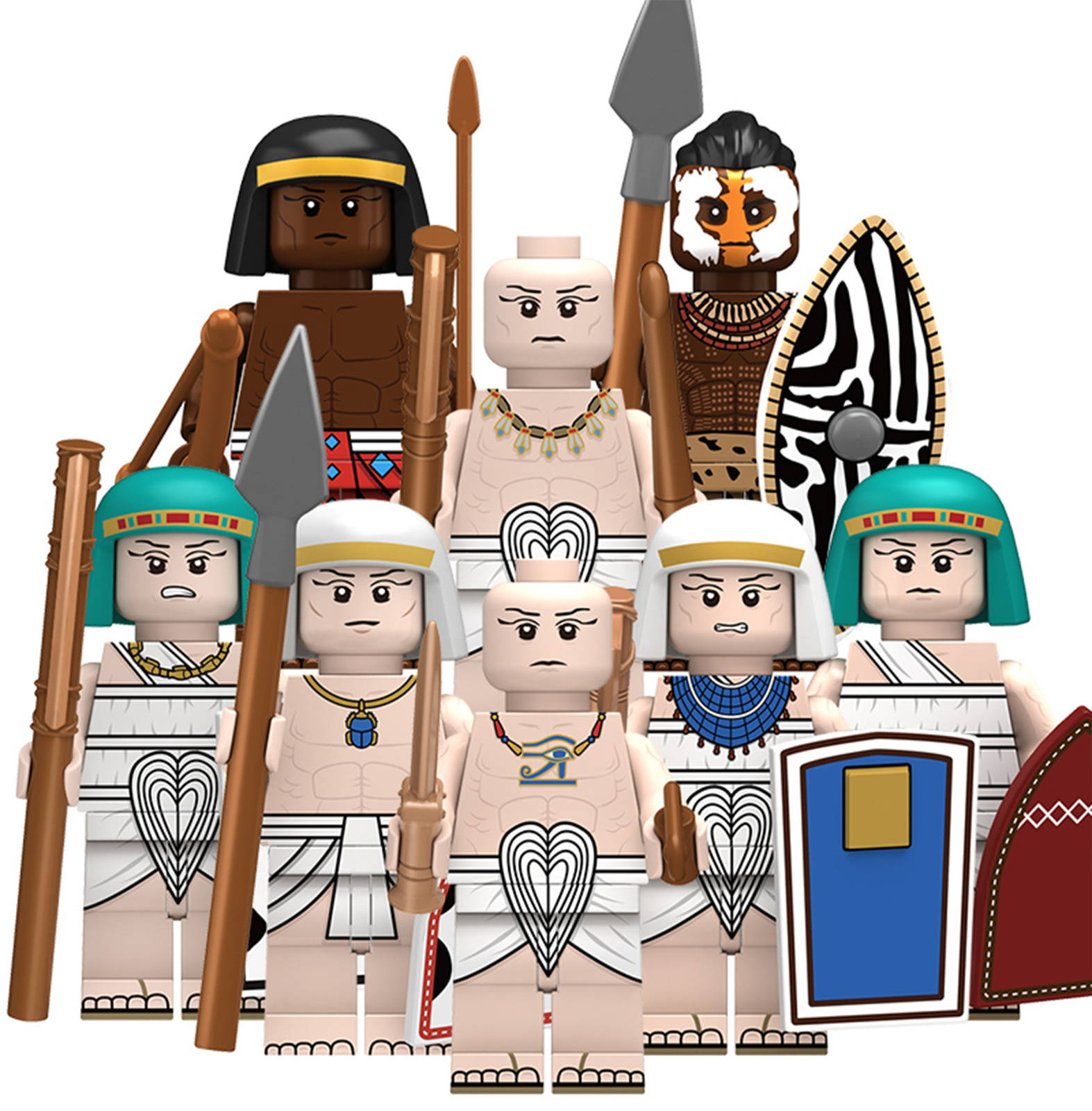 Ancient Egypt and Nubian Tribe Army Soliders 8 Assortment Minifigures ...
